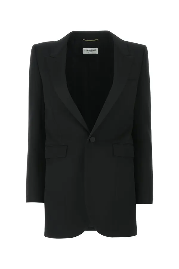 Saint Laurent Single-breasted Peak Lapel Blazer - Black
