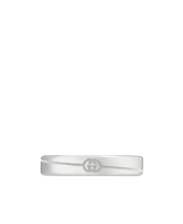 Gucci Diagonal Interlocking G Thin Ring - White