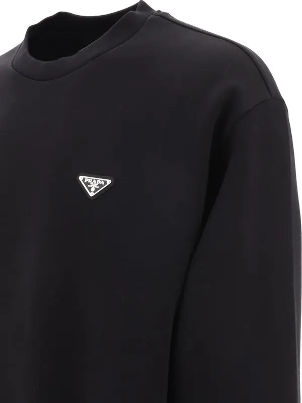 Prada Logo Plaque Crewneck Sweatshirt