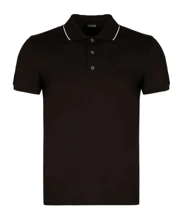 Zegna Logo Embroidered Short Sleeved Polo Shirt