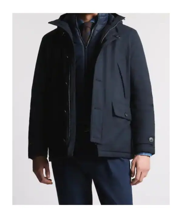 FAY Technical Gabardine Pea Coat