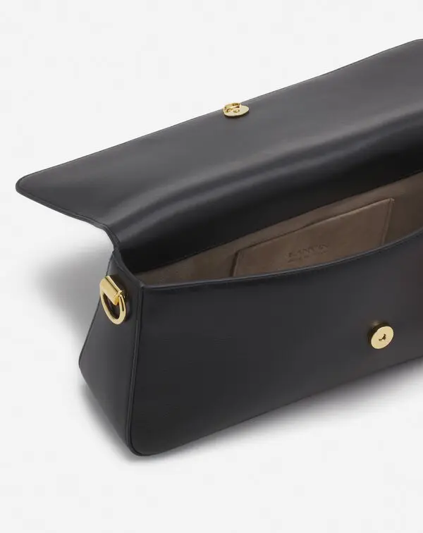 LANVIN Sequence Logo Engraved Shoulder Bag - Black