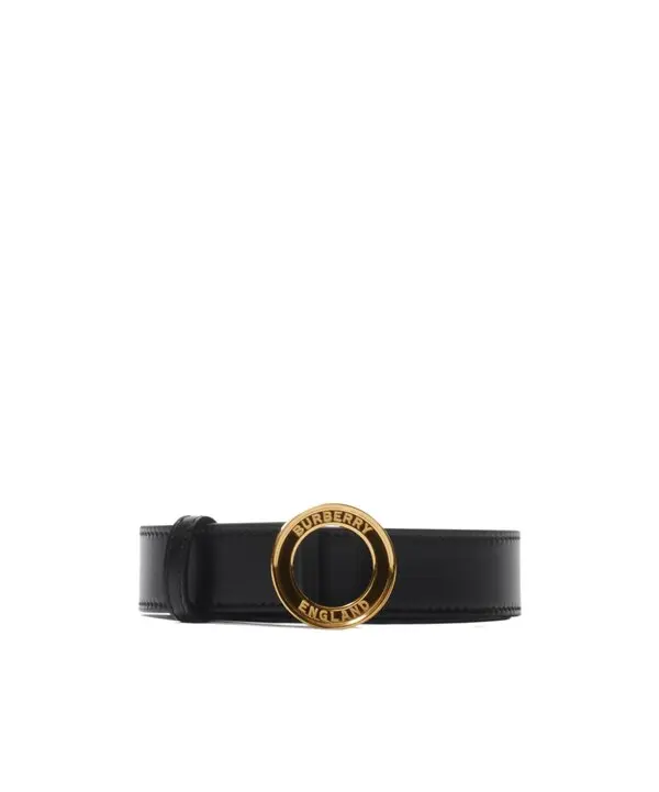 Burberry Logo Graphic Leather Belt - Black