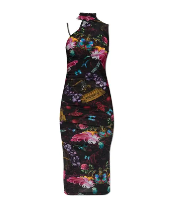 Versace Sleeveless Floral Print Midi Dress