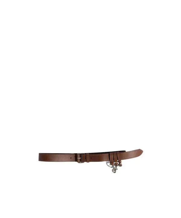 Miu Miu Leather Belt With Key Ring Detail - Tobacco Color