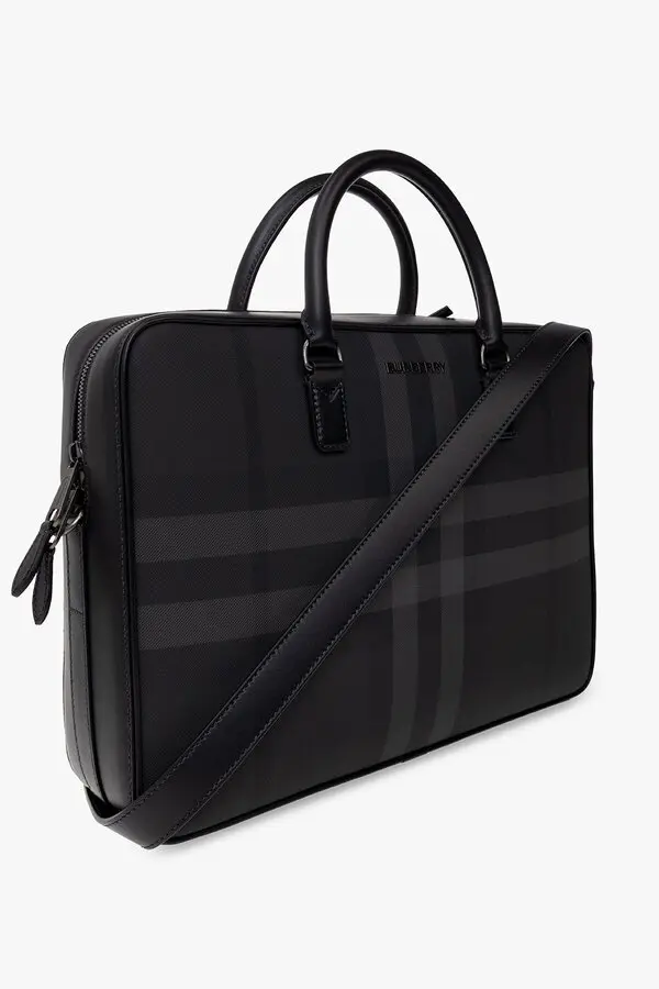 Burberry Logo Plaque Check Pattern Briefcase