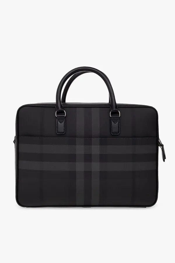 Burberry Logo Plaque Check Pattern Briefcase