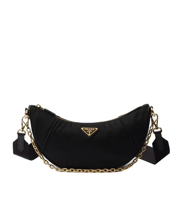 Prada Re-nylon Demi-lune Shoulder Bag With Chain Strap