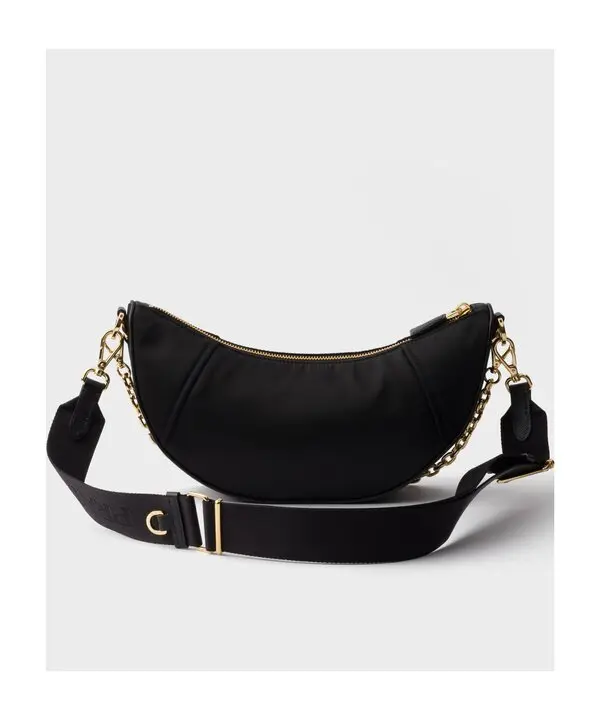 Prada Re-nylon Demi-lune Shoulder Bag With Chain Strap