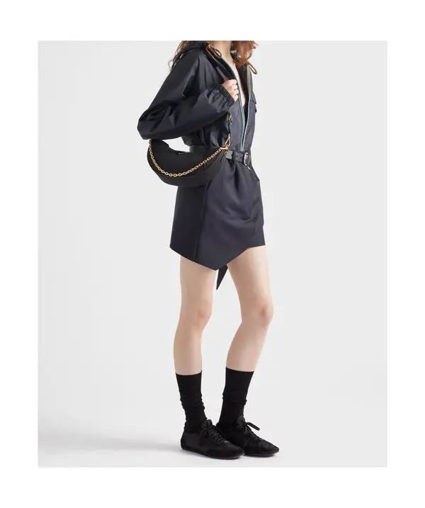Prada Re-nylon Demi-lune Shoulder Bag With Chain Strap