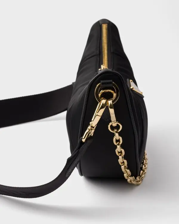 Prada Re-nylon Demi-lune Shoulder Bag With Chain Strap