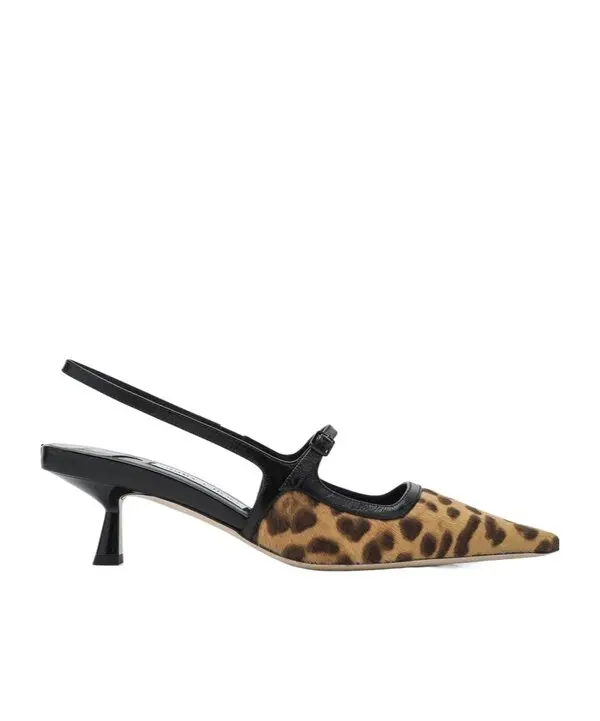 JIMMY CHOO Didi 45 Slingback In Leopard Print Pony Skin - Black