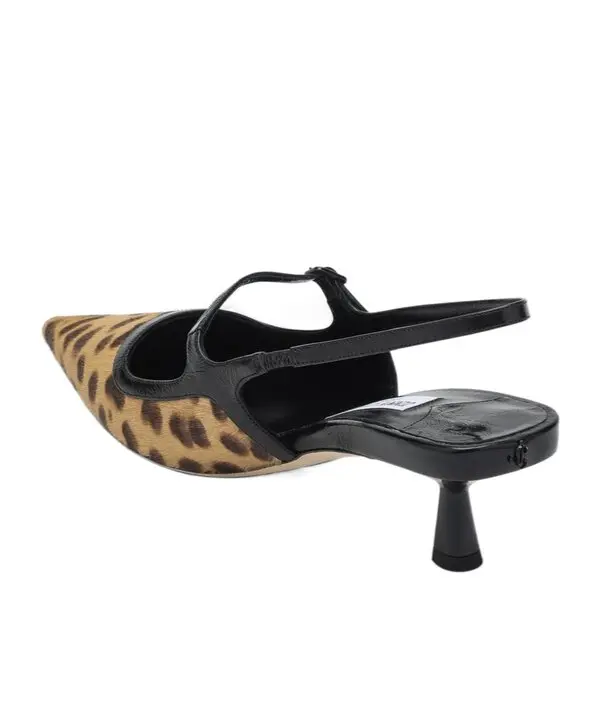 JIMMY CHOO Didi 45 Slingback In Leopard Print Pony Skin - Black