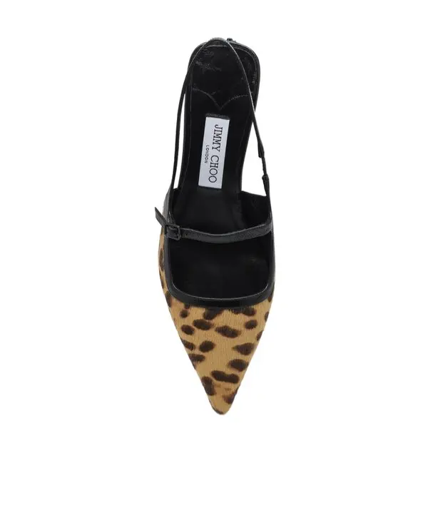 JIMMY CHOO Didi 45 Slingback In Leopard Print Pony Skin - Black