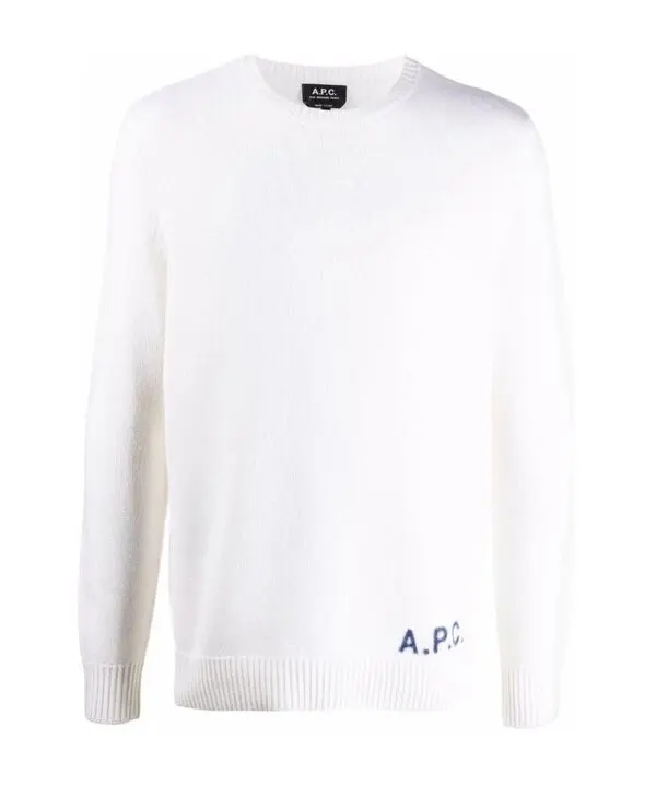 A.p.c. Embroidered Logo Wool Jumper - White