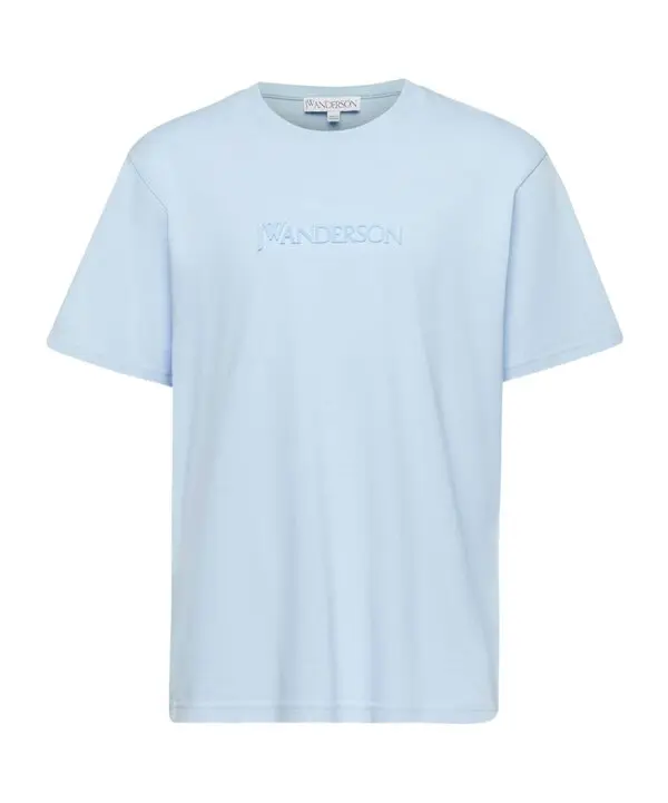 J.W.ANDERSON Logo-embroidered Cotton Shirt - Light Blue