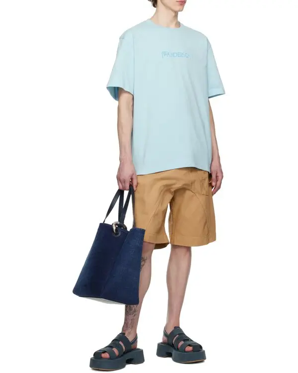 J.W.ANDERSON Logo-embroidered Cotton Shirt - Light Blue