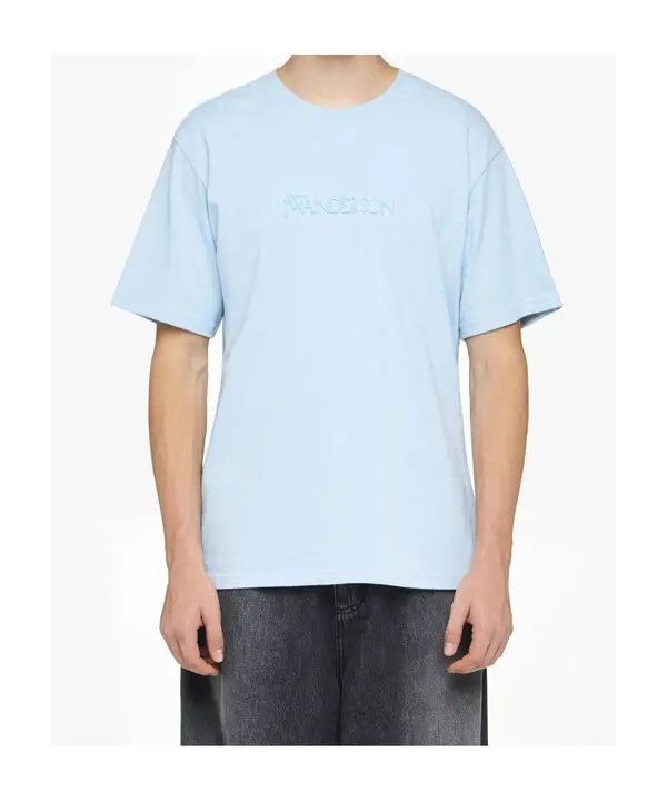 J.W.ANDERSON Logo-embroidered Cotton Shirt - Light Blue