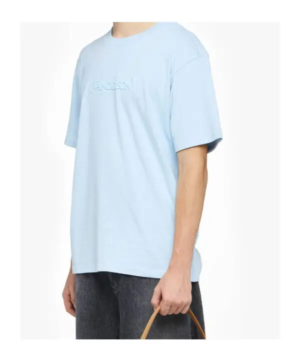 J.W.ANDERSON Logo-embroidered Cotton Shirt - Light Blue