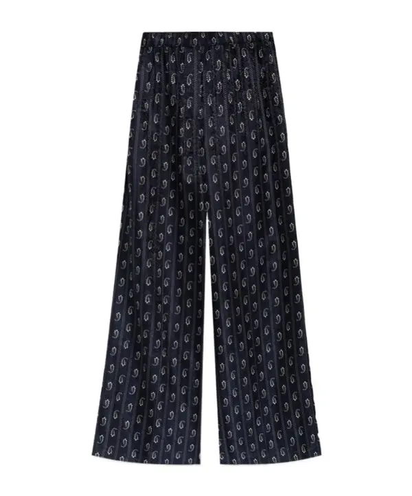 Tory Burch Patterned Wide Leg Trousers - Black