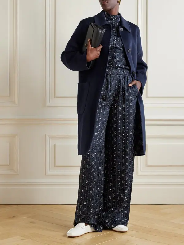 Tory Burch Patterned Wide Leg Trousers