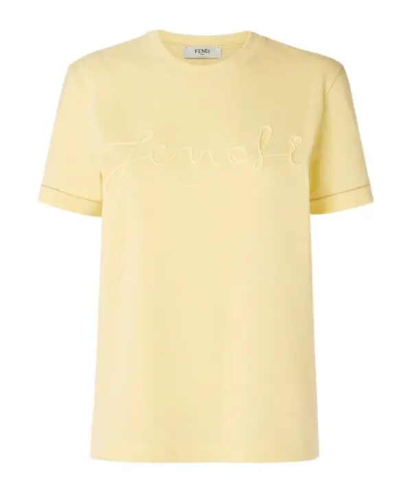 Fendi Embroidered Logo T-shirt - Nude