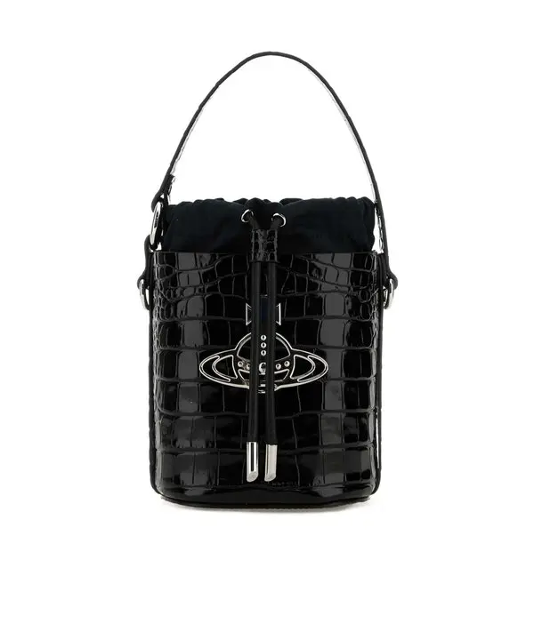 VIVIENNE WESTWOOD Daisy Orb Plaque Drawstring Bucket Bag - Black