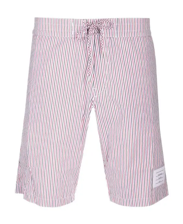 Thom Browne Striped Drawstring Swimming Shorts - White