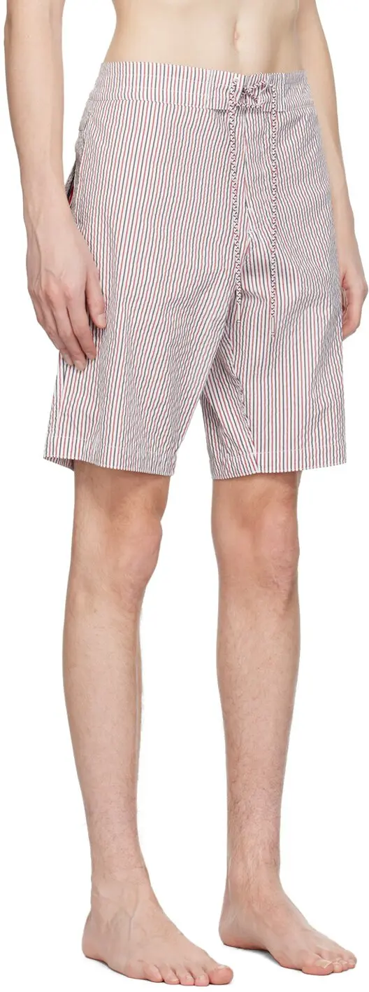 Thom Browne Striped Drawstring Swimming Shorts - White