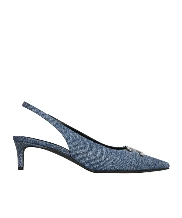 Celine Alma Triomphe Slingback In Denim
