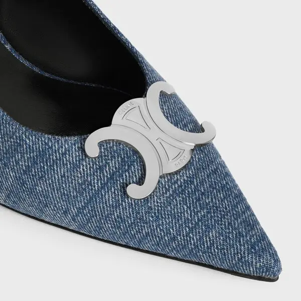 Celine Alma Triomphe Slingback In Denim