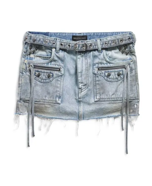 Balenciaga Cagole Mini Denim Skirt - Gray