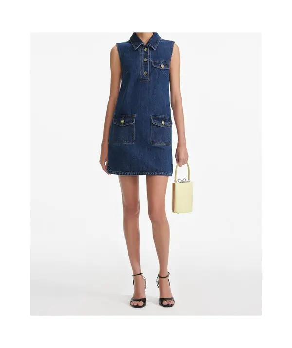 SELF-PORTRAIT Sleeveless Denim Mini Dress