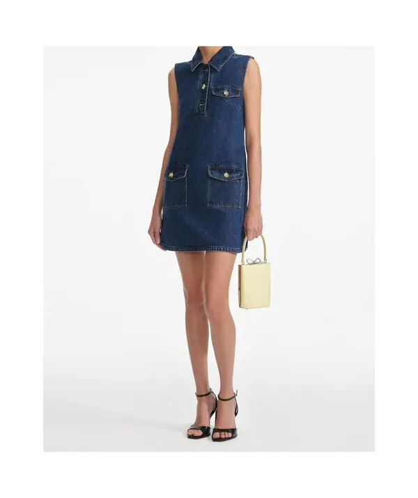 SELF-PORTRAIT Sleeveless Denim Mini Dress