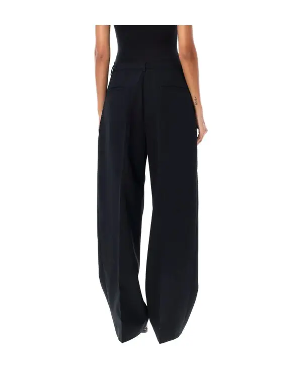 JIL SANDER Pleated Cotton-wool Tailored Trousers - Black
