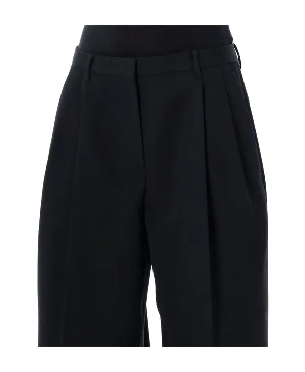 JIL SANDER Pleated Cotton-wool Tailored Trousers - Black