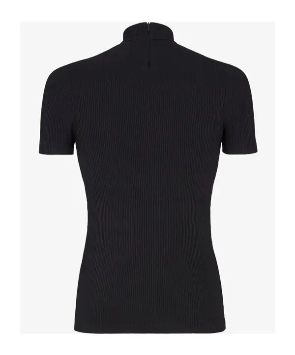 Fendi Mock Neck Short-sleeved Ribbed Top