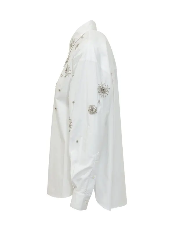 Pinko Embellished Button-up Shirt With Buckle Cuffs And Waist Belt