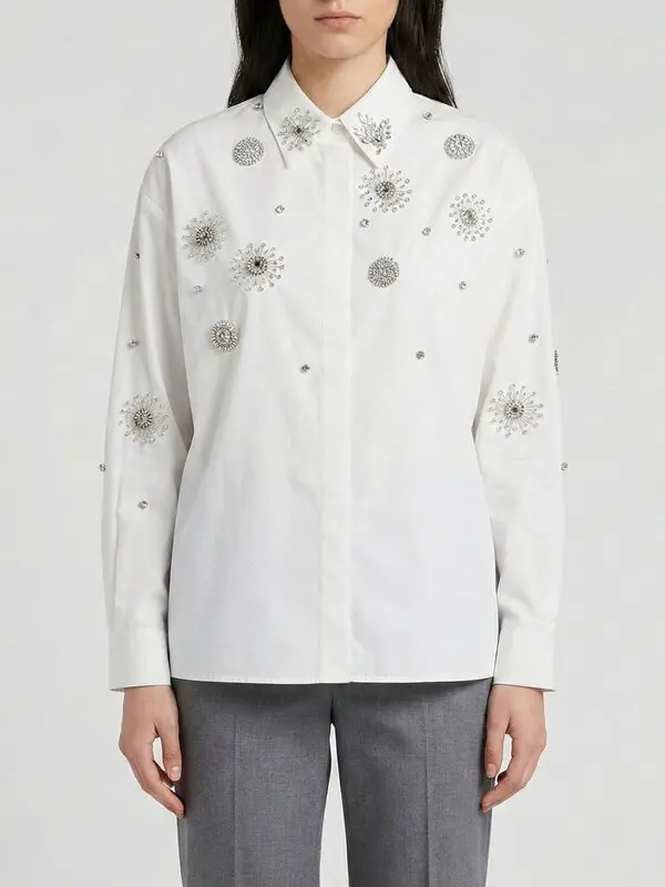 Pinko Embellished Button-up Shirt With Buckle Cuffs And Waist Belt