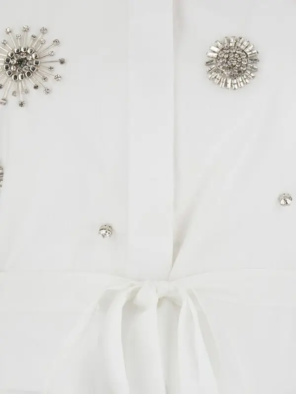 Pinko Embellished Button-up Shirt With Buckle Cuffs And Waist Belt
