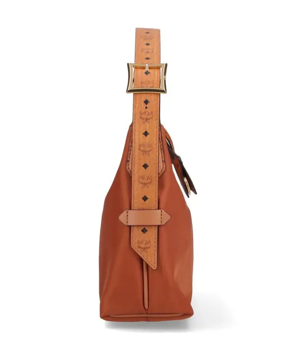 Mcm Aren Logo Plaque Shoulder Bag - Brown