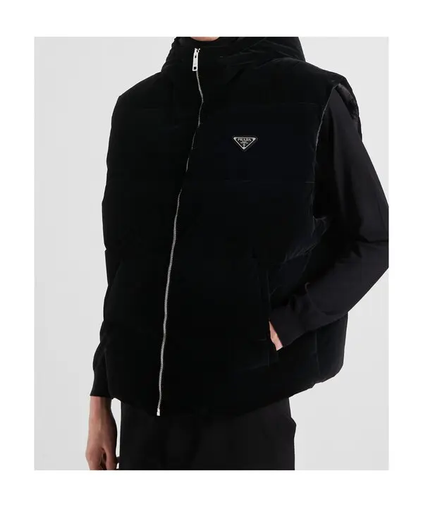 Prada Hooded Technical Fabric Down Vest