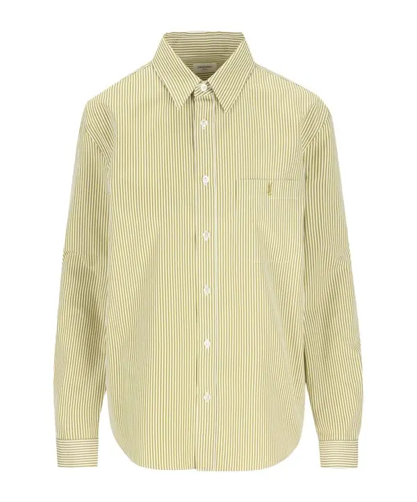 Saint Laurent Striped Button-up Shirt - Green