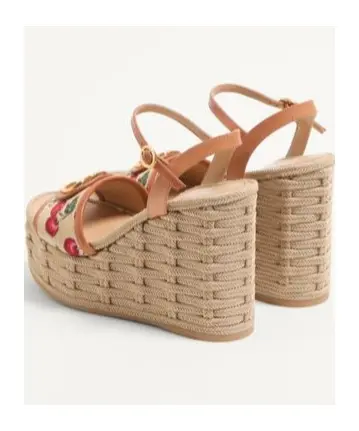 Valentino Garavani Vlogo Signature Cherry Print Wedge Sandals