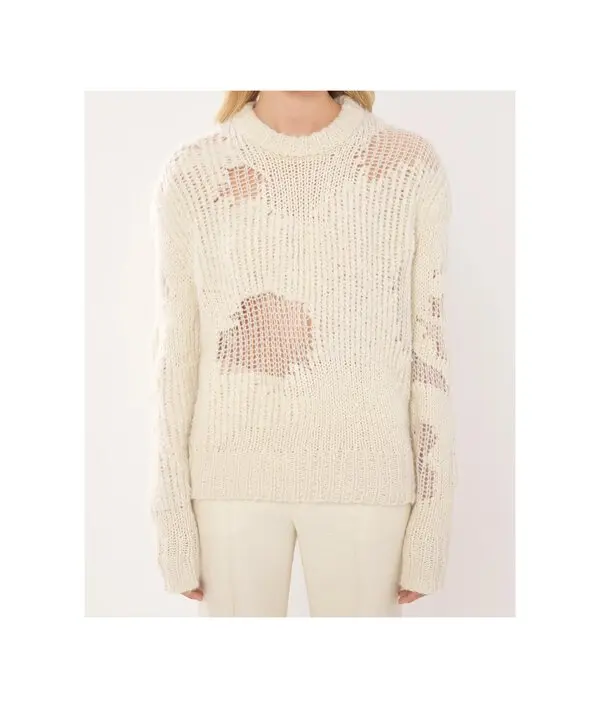 Chloé Chunky Distressed Jumper - White