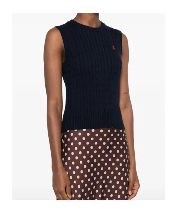 Polo Ralph Lauren Cable Knit Sleeveless Sweater - Navy Blue