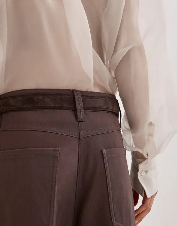 Brunello Cucinelli Belted Cotton Trousers