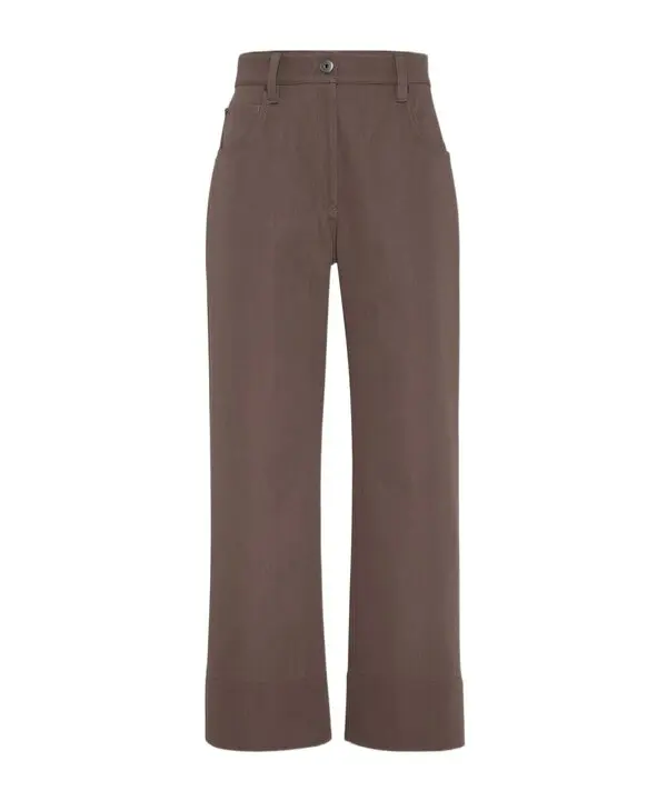 Brunello Cucinelli Belted Cotton Trousers