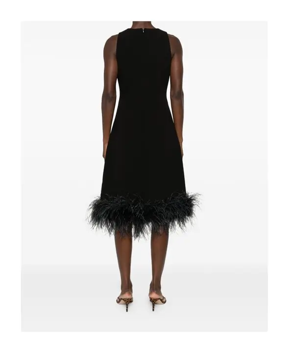 Max Mara Sleeveless Feather Trim Dress