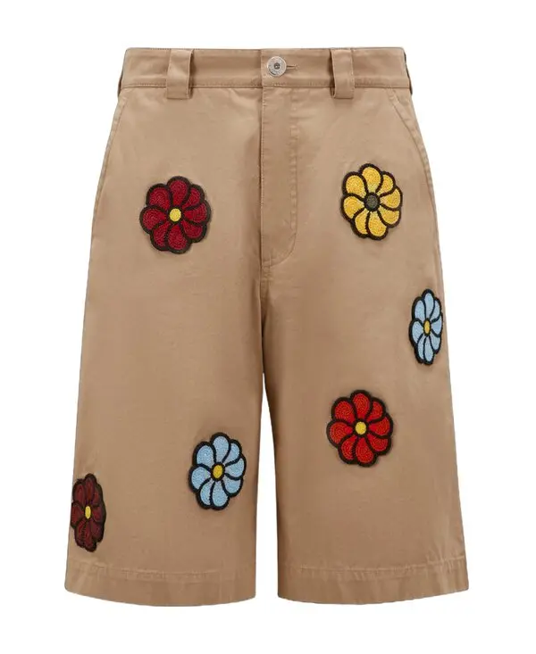 Moncler Embroidered Flower Bermuda Shorts